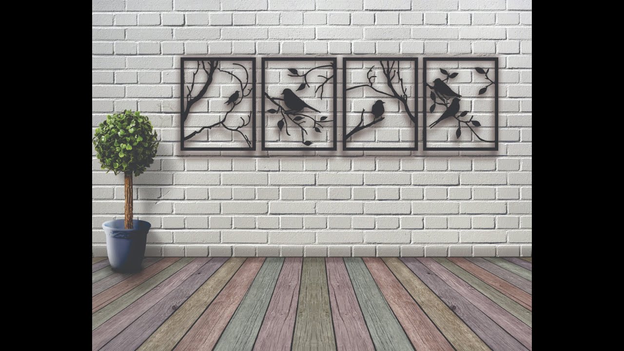 Cuadros de pajaritos con ramas corte láser