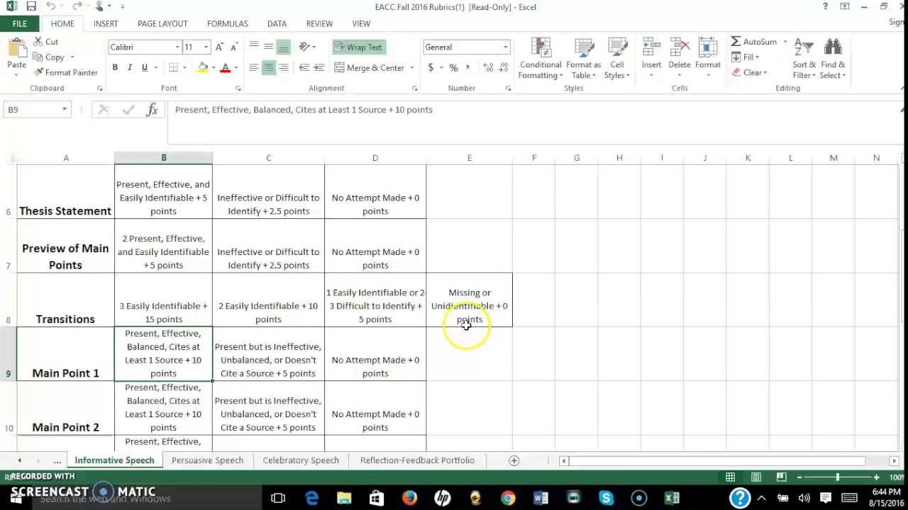 Informative Speech Overview and Rubric
