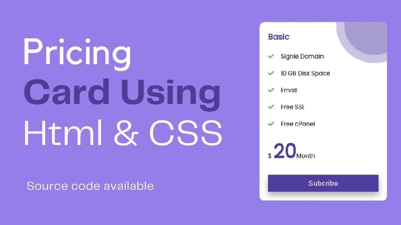 Pricing Card Using Html & Css