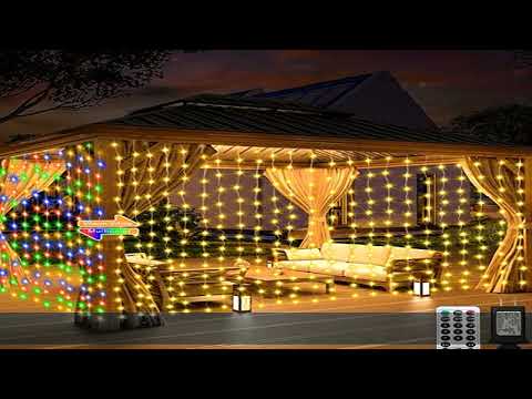 echosari 600 LED Curtain Lights Plug in, 20Ft x 10Ft Connectable Dual Color Changing Fairy Lights C