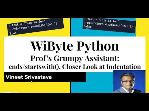 6. Prof's Grumpy Assistant: startswith, endswith methods: Indentations