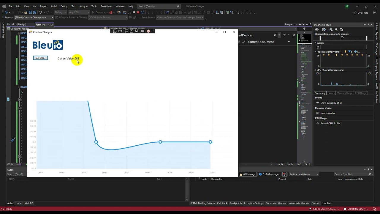 Plotting real-time graph from Bluetooth device using C#