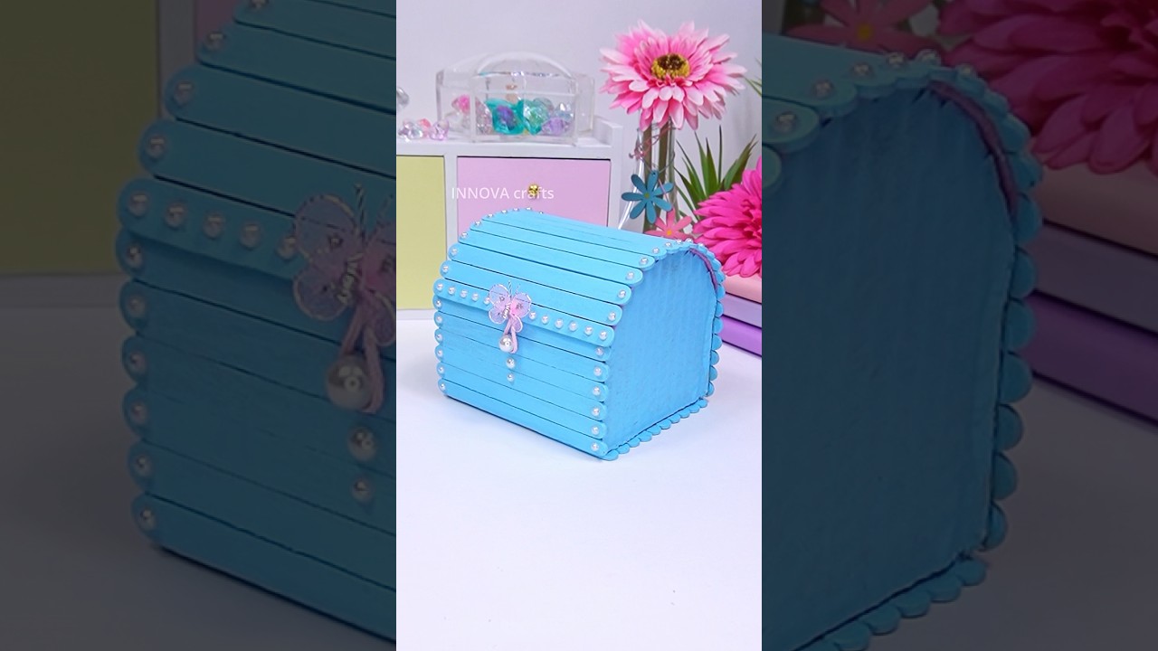 DIY chest box with popsicle sticks 💕 Gift and craft ideas #diy #craft #handmade #art