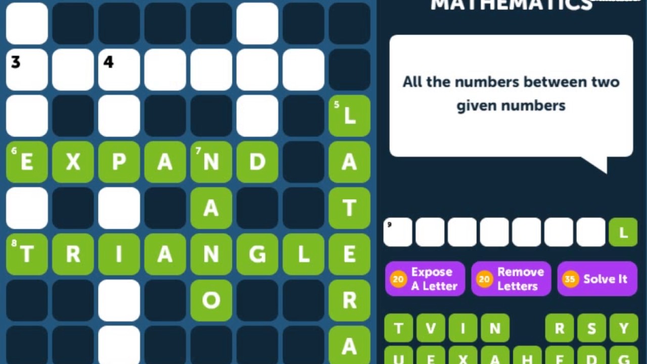 Crossword Quiz MATHEMATICS Level 2 - Walkthrough