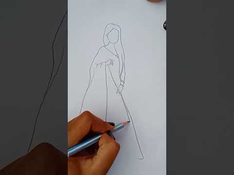 girl's drawing with saree 😍#shorts