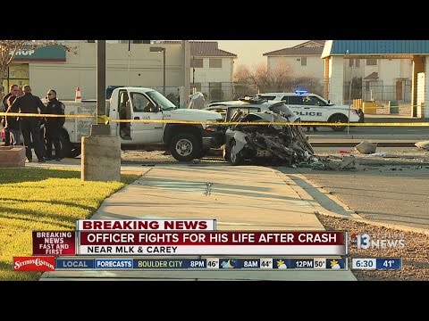 NLVPD officer critically injured in crash near MLK, Carey