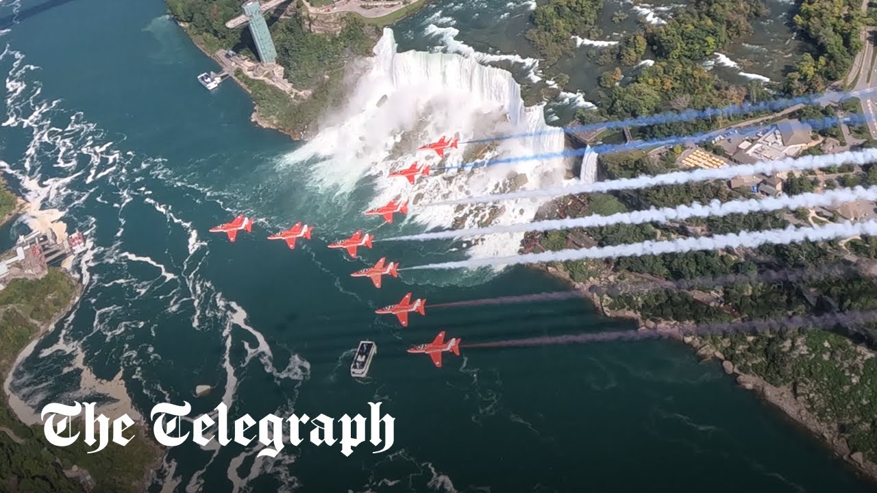 Watch: Red Arrows perform fly-past over Niagara Falls on Canada tour