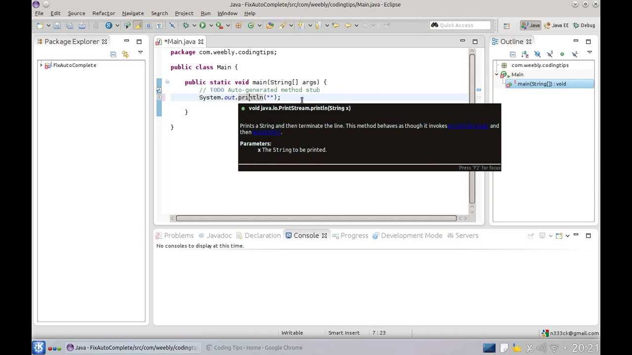 Fix eclipse Autocomplete (a classic)