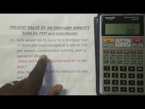 Payment & Total interest of an Ordinary Annuity (PV) | Financial Calculator Sharp EL-738