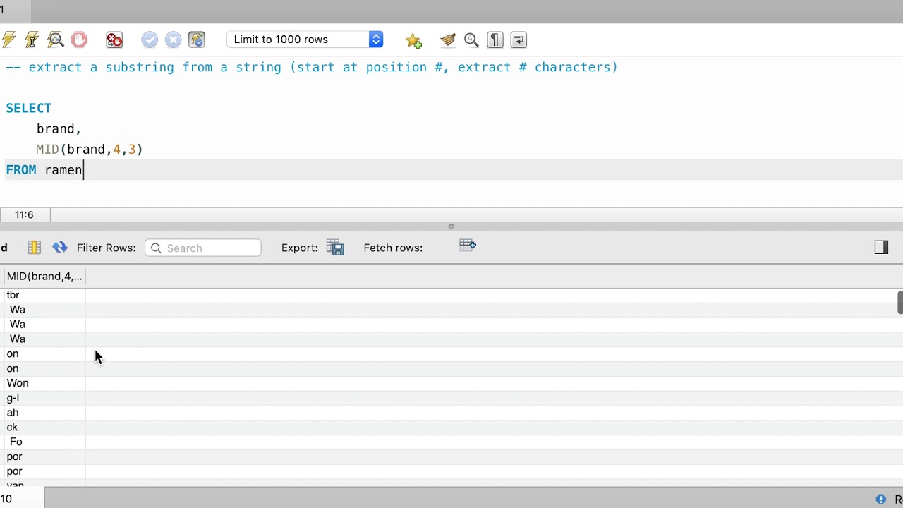 MySQL Practice - Extract A Substring: MID()