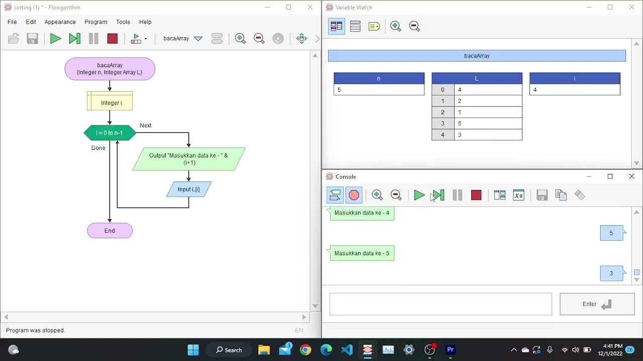 Cara Kerja Bubble Sort di Flowgorithm