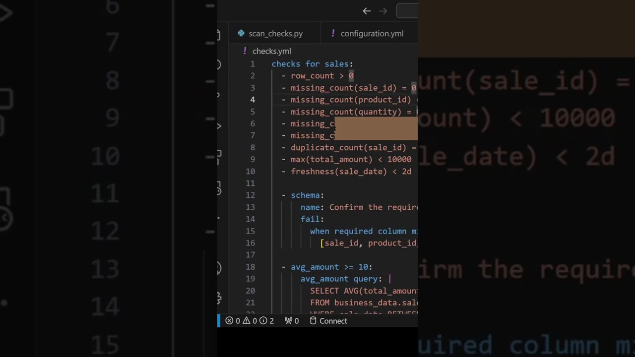 Use Soda to create data quality and validation tests through the use of SodaCL with data contracts i