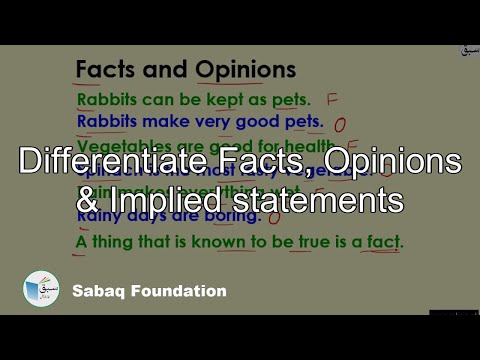 Differentiate Facts, Opinions & Implied statements, English Lecture | Sabaq.pk