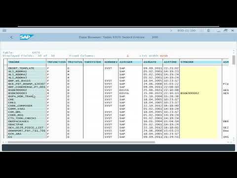 E070 table to view transport requests in SAP