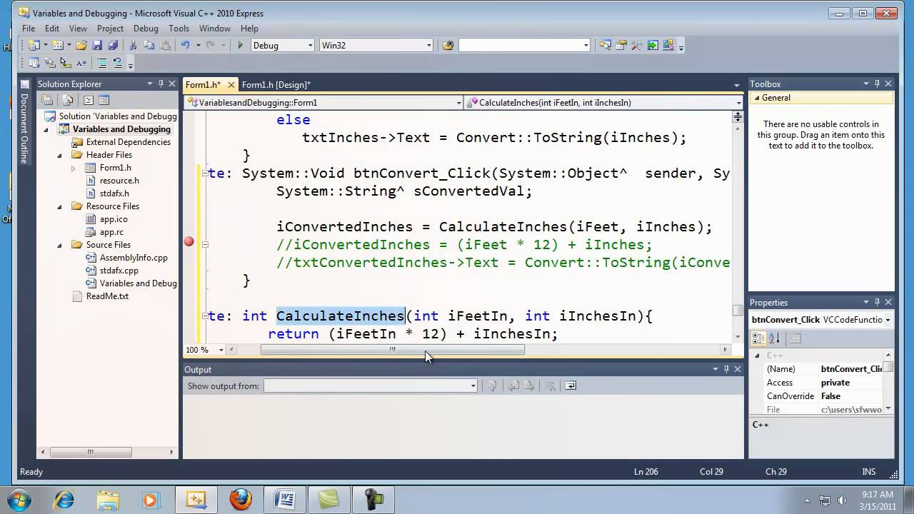 Visual C++ 2010 Express Tutorial 4 - Functions