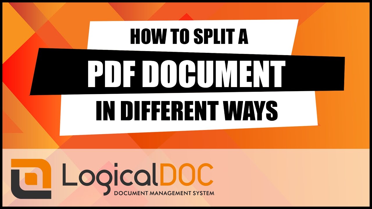 How to split a PDF document in different ways