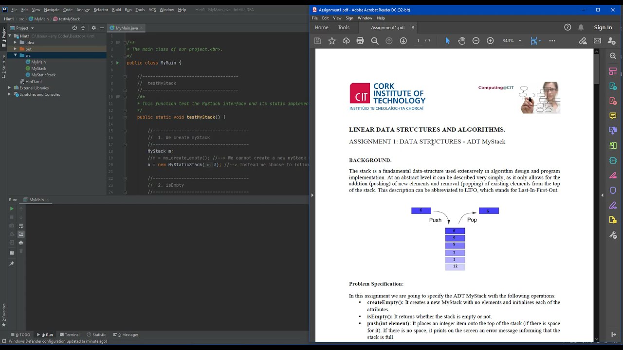 [SOLVED] ASSIGNMENT 1: DATA STRUCTURES ADT MyStack