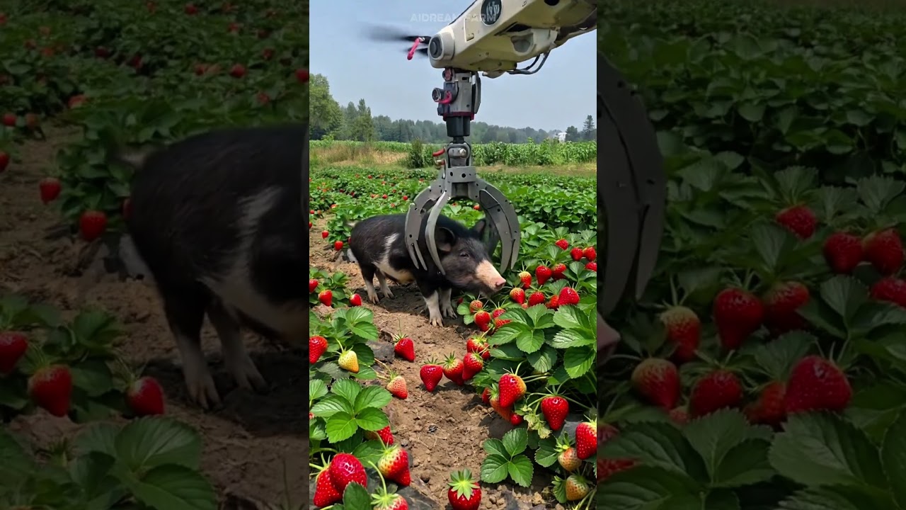 Bacon Bot 9000: Target Locked 🍓🎯 #farm #farmer #farming #satisfying #shorts
