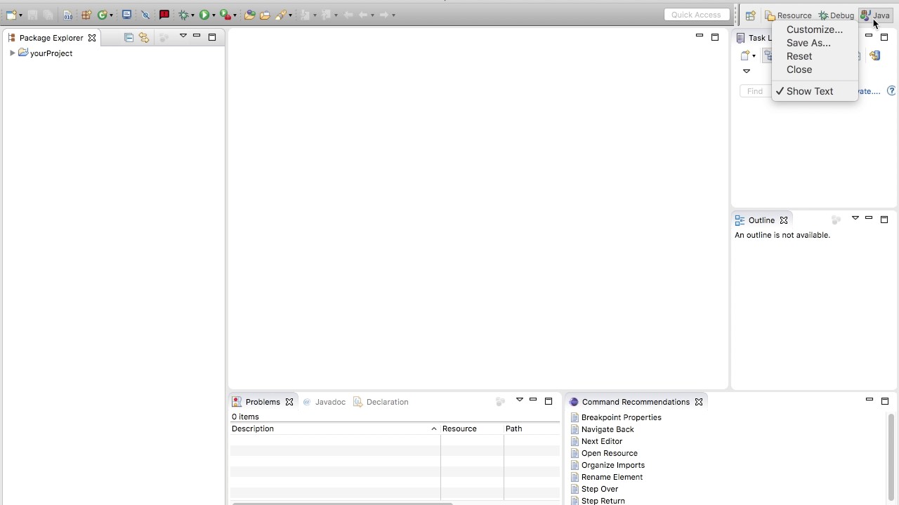 Open Java Perspective