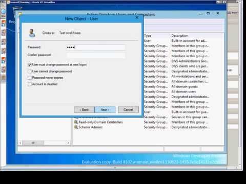 How to create a new domain user in Active Directory Users and Computers on Windows Server 2012
