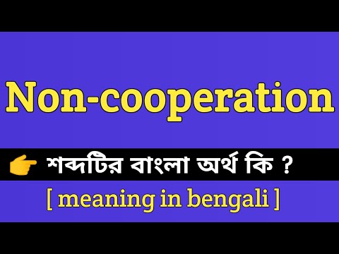 Non-cooperation meaning in bengali || Non-cooperation এর বাংলা অর্থ কি ?
