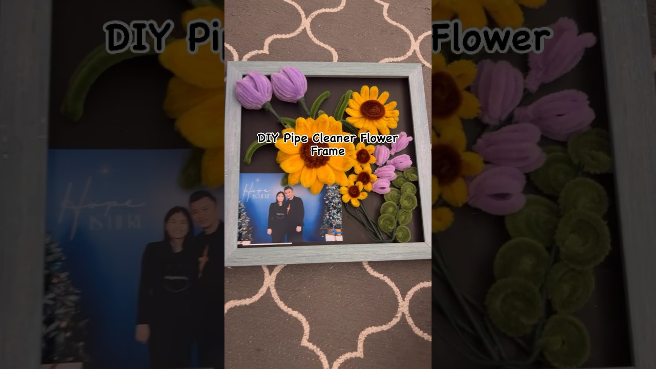 DIY Pipe Cleaner Flower Frame. #diyartandcraft #diyflower