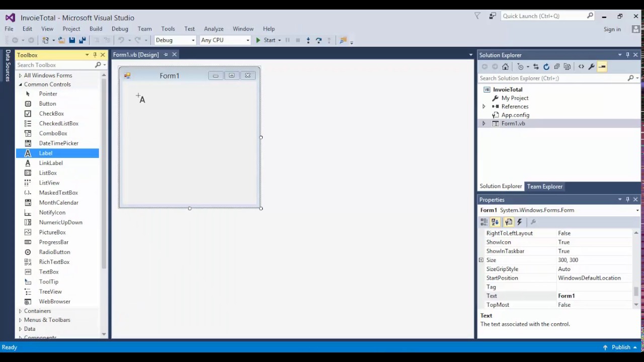 Visual Studio 2015 Visual Basic Design Layout