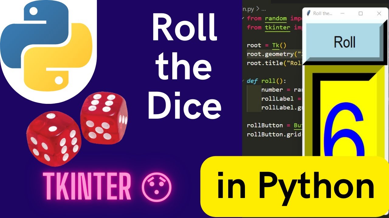 Roll the dice using tkinter python | Basic tkinter projects for beginners