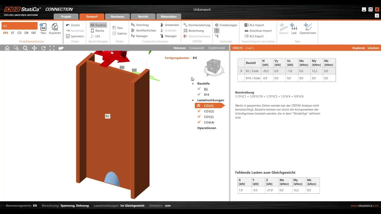IDEA StatiCa Checkbot: Übergabe aus SCIA Engineer