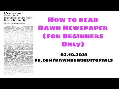 How to read Dawn Newspaper (For Beginners Only 02.10.2021)