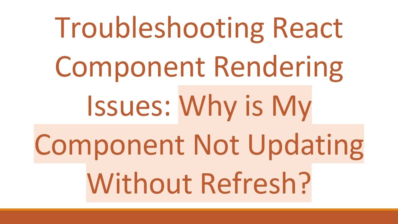 Troubleshooting React Component Rendering Issues: Why is My Component Not Updating Without Refresh?