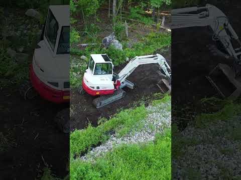 Takeuchi TB260 Cleaning up some overgrowth #constructionequipment #landscaping #excavators