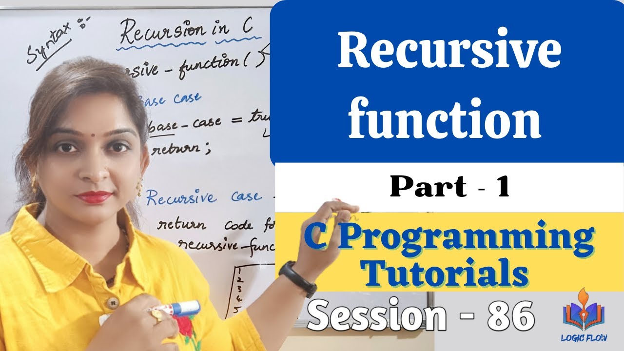 C-86-Functions in C|#Recursive function |Part-1|#logicflow|#cforbeginners