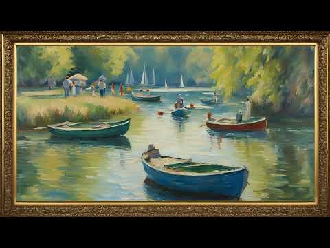 IMPRESSIONIST MONET PAINTING STYLE ART FOR TV 1 SCENE HD WALLPAPER SCREENSAVER ULTRA 4K GOLD FRAMED
