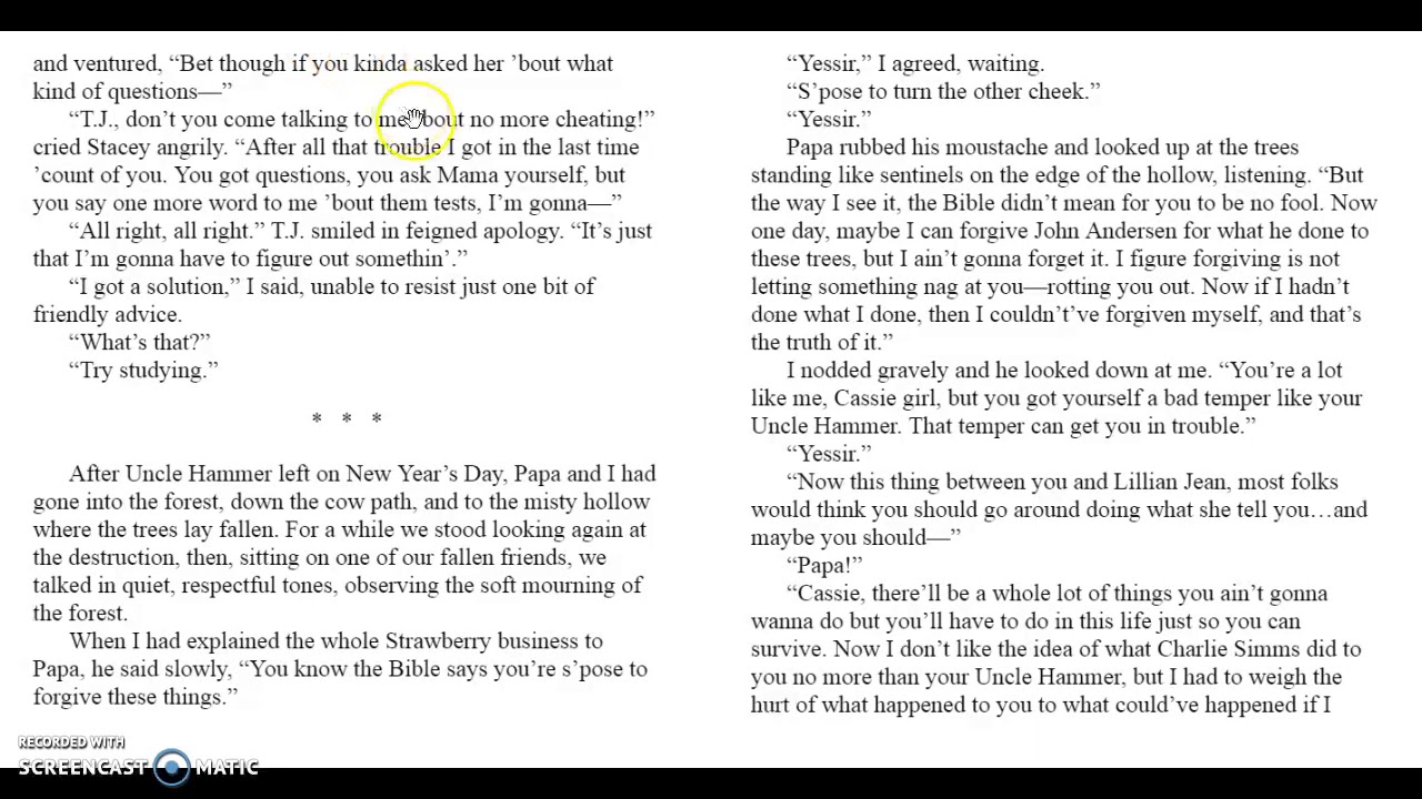 Roll of Thunder Hear My Cry- Chapter 8: part 1