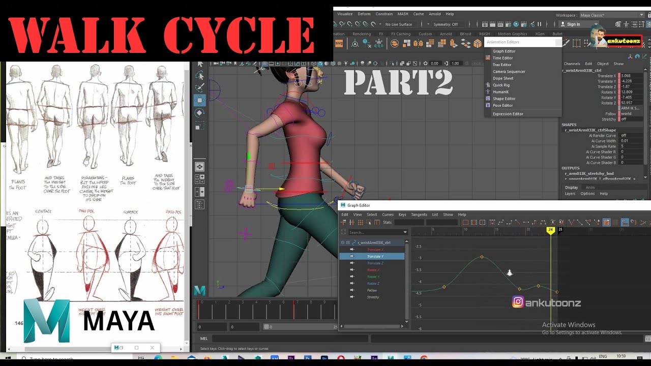Maya Walk Cycle Tutorial Part2 | Character Animation Tutorial Complete