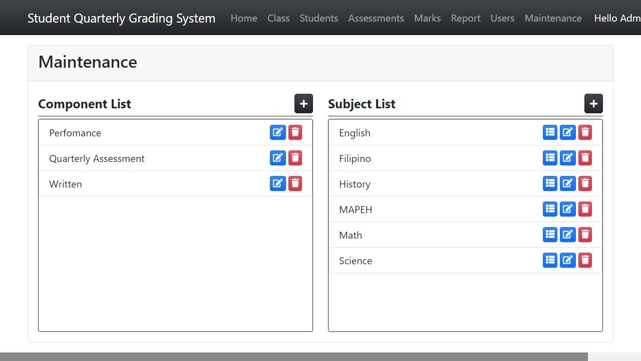 Student Quarterly Grading System in PHP My SQL With source code @1SourceCode