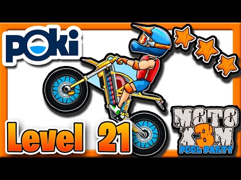 Moto X3M Pool Party Level 21 [3 Stars] poki.com [4K]