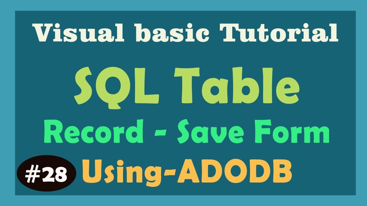 How to Save record in SQL Table using VB6 - Visual Basic -SQL connectivity - Data Save with PDF