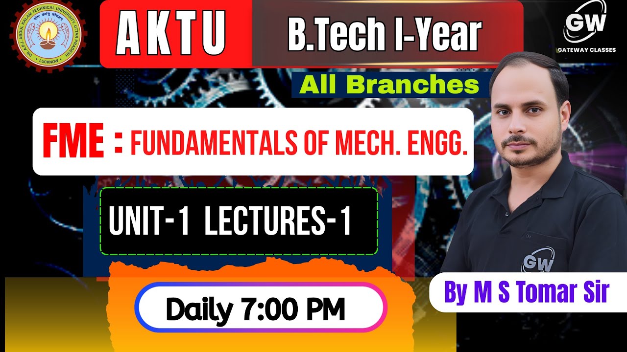 FME Unit-1 Lec-1 🔴B.Tech First Year 📚 Pdf Notes By M S Tomer Sir Gateway Classes AKTU
