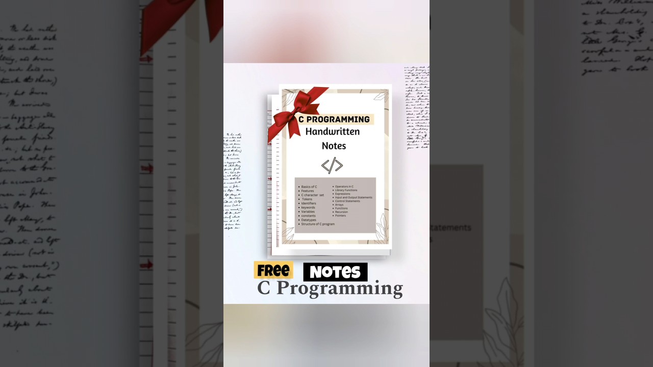 C programming Handwritten Notes Free Pdf 🧑‍💻 #shorts #cprogramming
