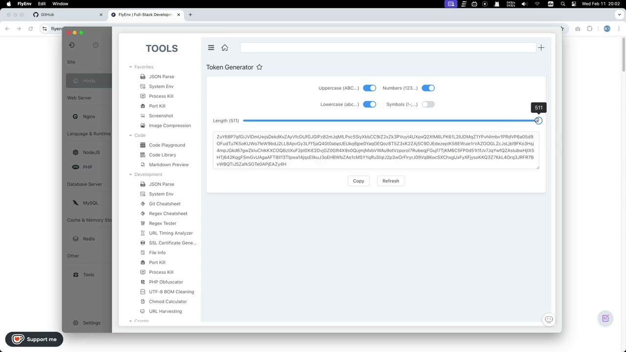 FlyEnv [Token Generator] Tool: Instant Secure Token Generator: Custom Random Strings (1-512 bits)