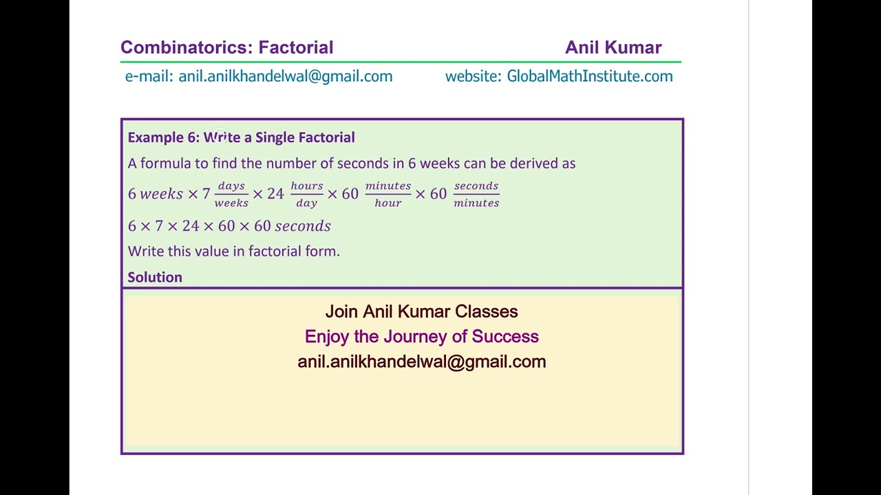 Combinatorics Factorial Worksheet With Practice Questions Explore My Channel for Related Playlist