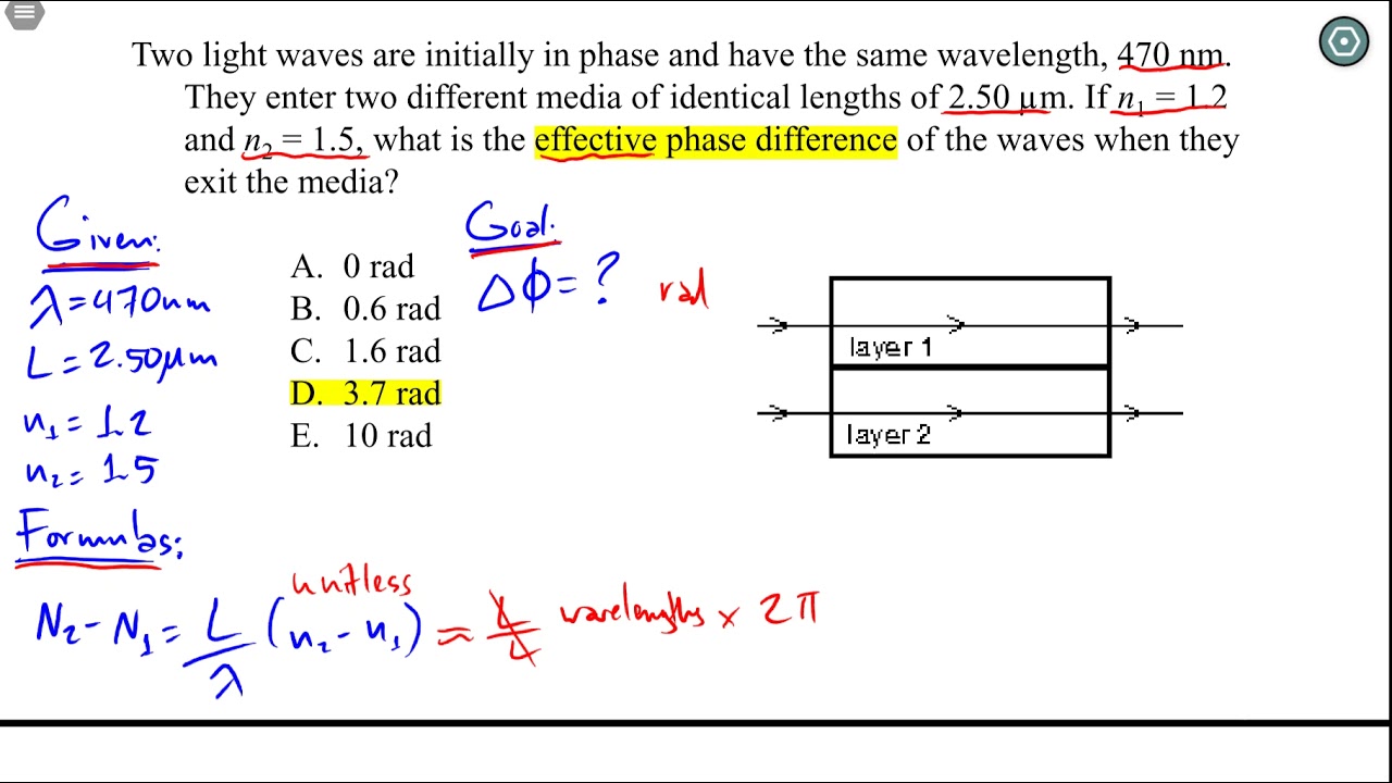 Effective Phase Difference Example Problem