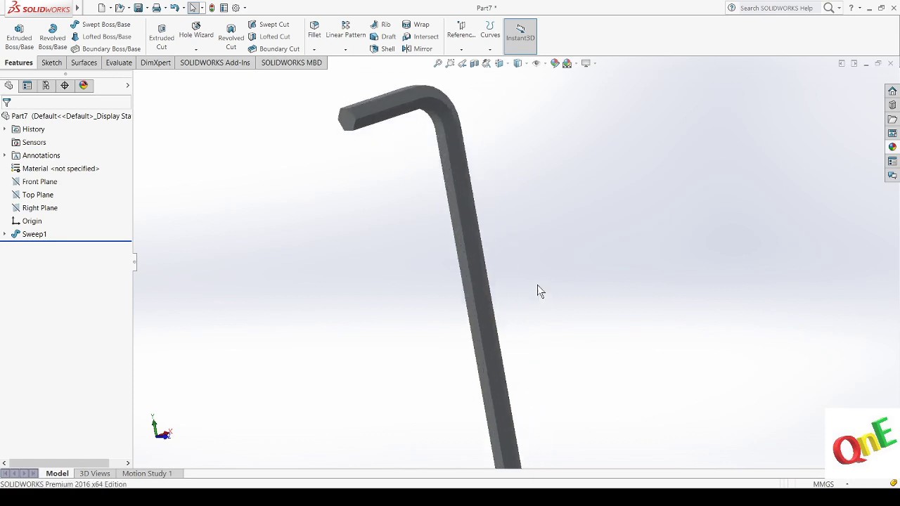 How to model an Allen Key using Solidworks Sweep function
