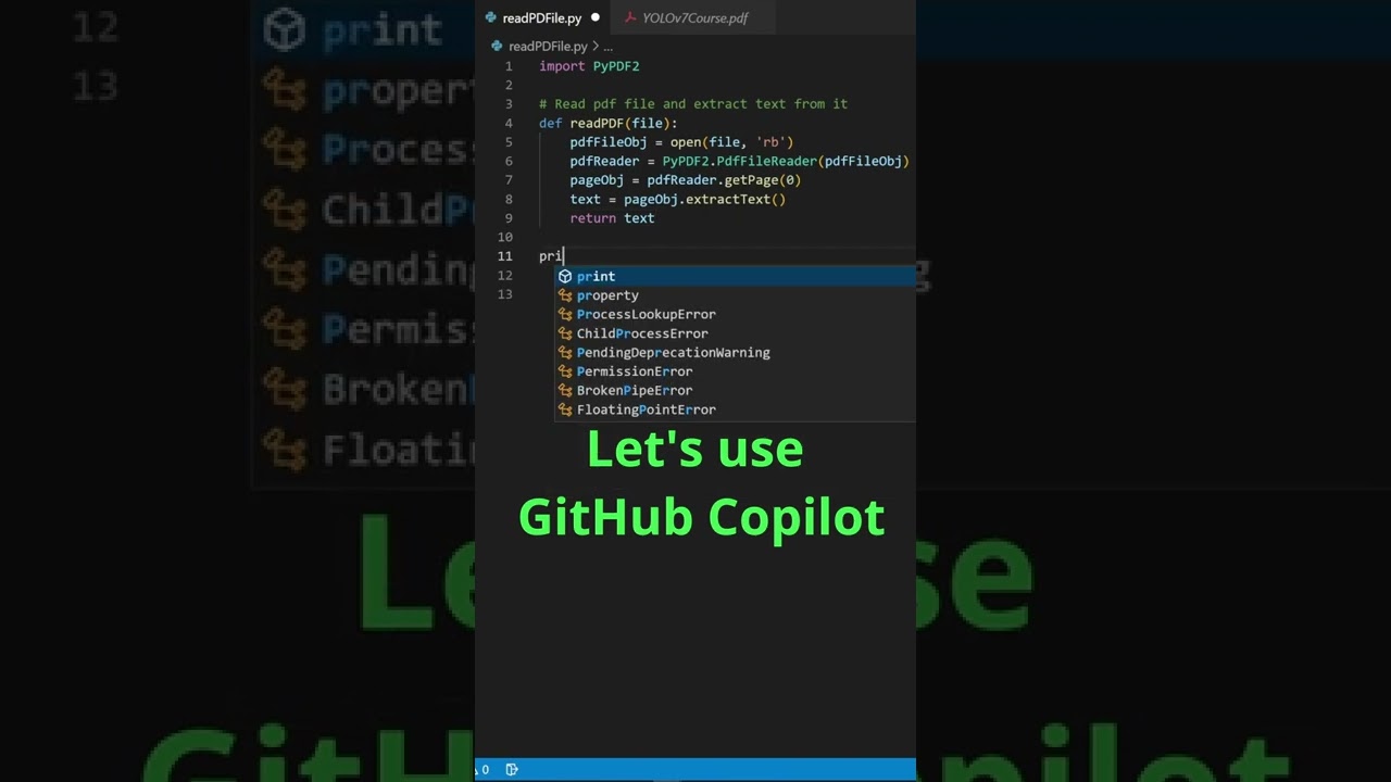 Read PDF Files with GitHub Copilot #pdfreader #ocr #textscanner #copilot