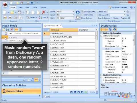 Password Generator by BinaryMark - Words & Dictionaries