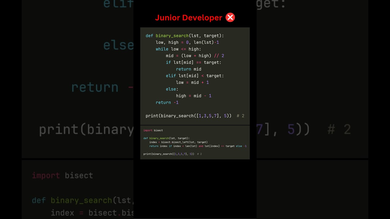 Python Junior vs Senior: Binary Search #AlgorithmDeepDive
