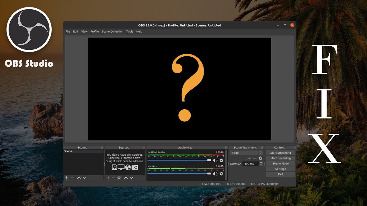 How to fix (solve) Blank screen problem in OBS studio