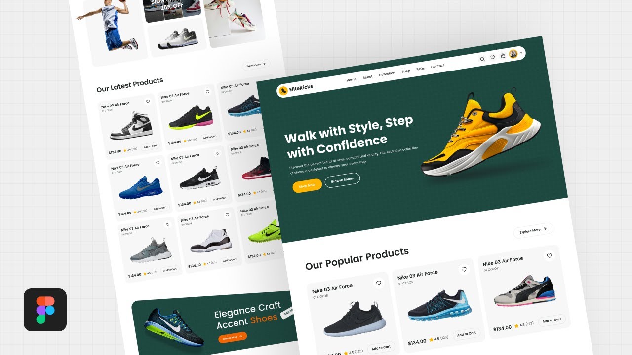 Complete E-Commerce Shoe Store Website | Landing Page Design | Website Design